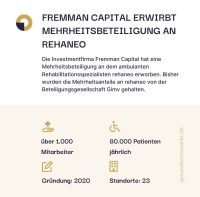 Fremman Capital erwirbt Mehrheitsbeteiligung an rehaneo